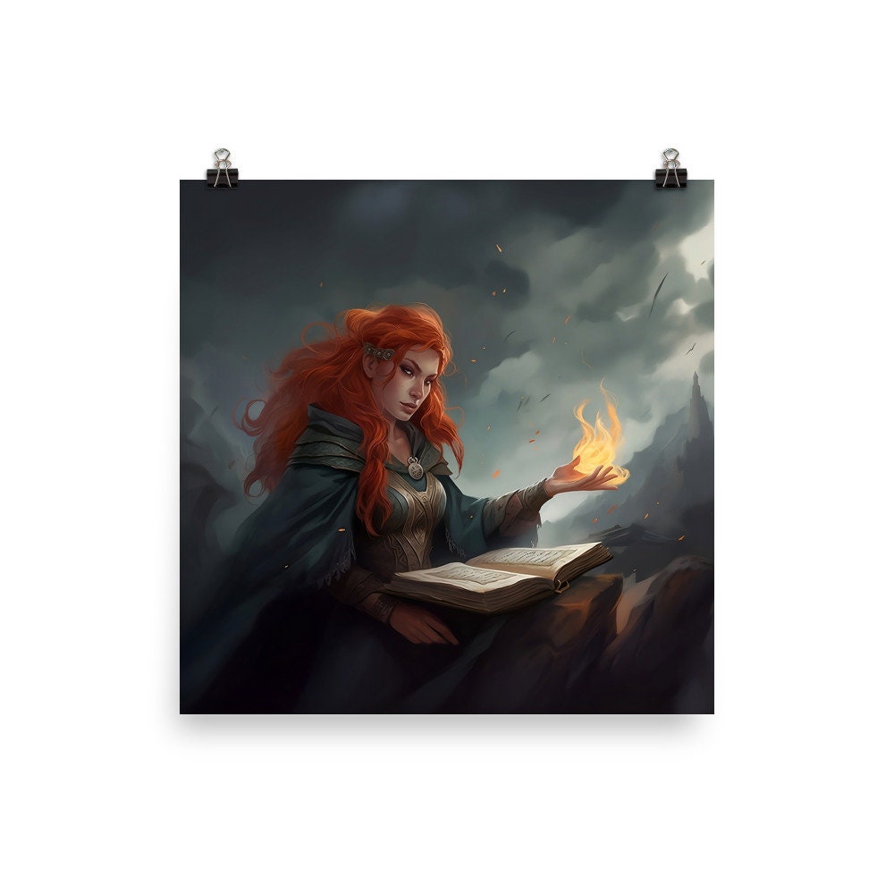 Mystical Enchanter: Female Human Wizard Art Print - Etsy