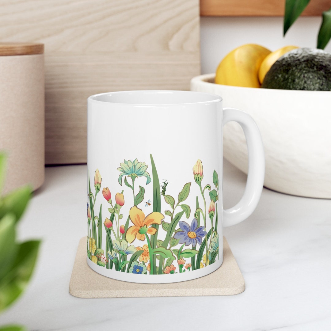 Wildflower Coffee Mug: Floral Garden Ceramic Cup - Etsy