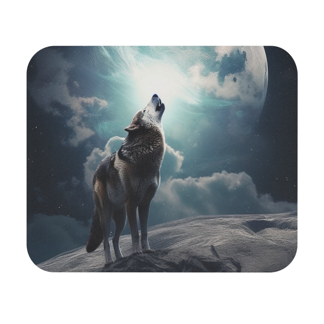 Mouse Pad Wolf Mouse Pad Lone Wolf Moon Clouds Computer - Etsy