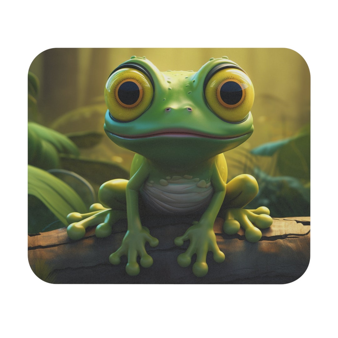 Mouse Pad rectangle, Cute Frog, Frog Mouse Pad, Frog on a Log, Gift for ...