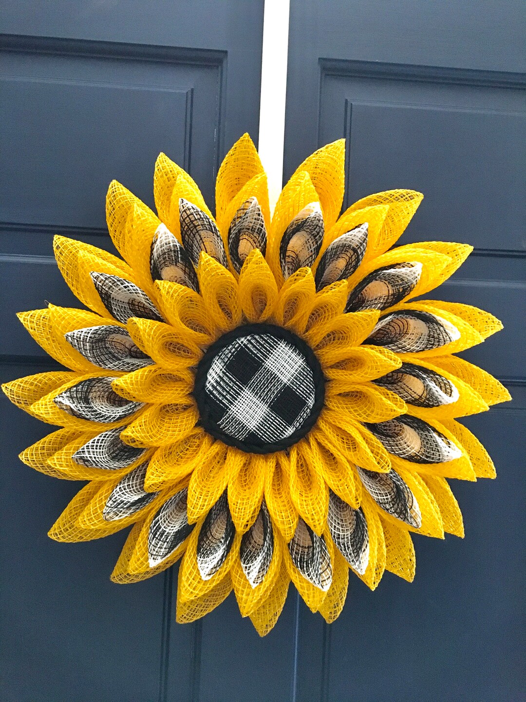 Sunflower| Front Door| Fall Wreath| Flower Decor|sunflower Wreath| Mesh ...