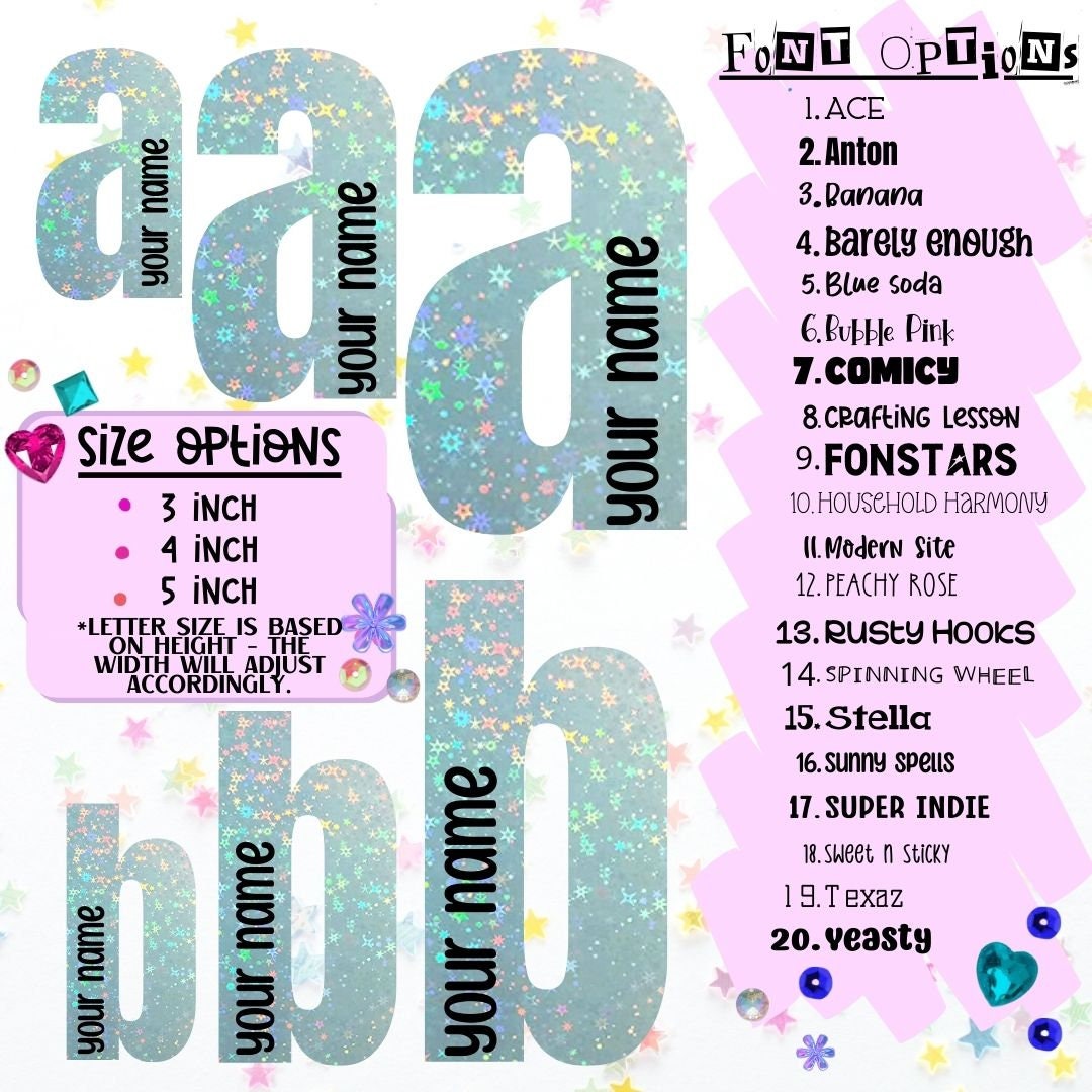 Personalized Holographic Stars Letter Sticker - Etsy