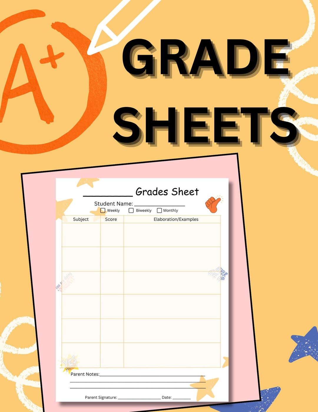 Grade Sheets | Editable Grade Sheets - Etsy