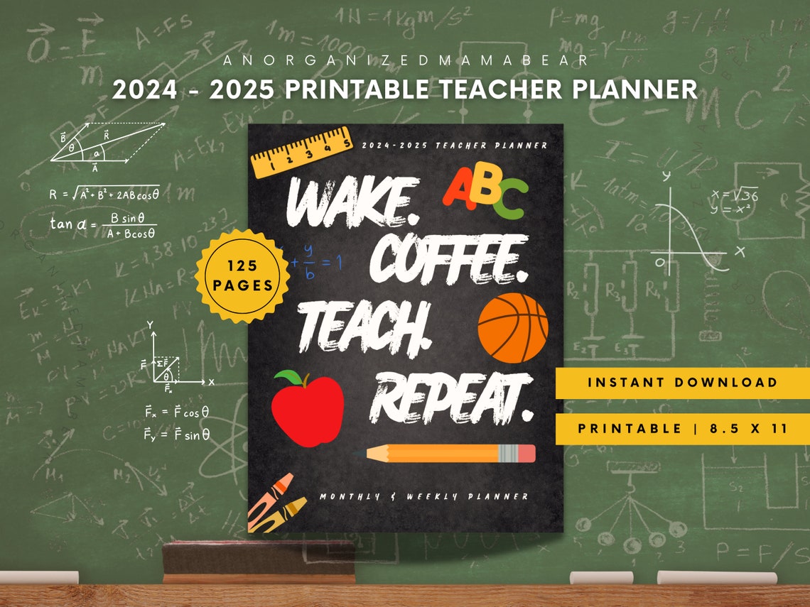 Teacher Planner Printable 2024-2025 School Calendar Lesson Planner ...