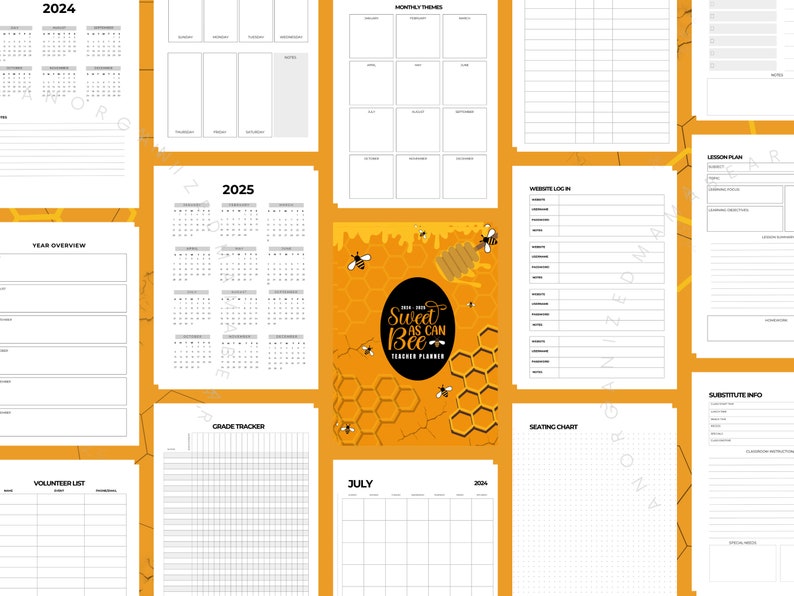 Teacher Planner Printable 2024-2025 School Calendar Lesson Planner ...