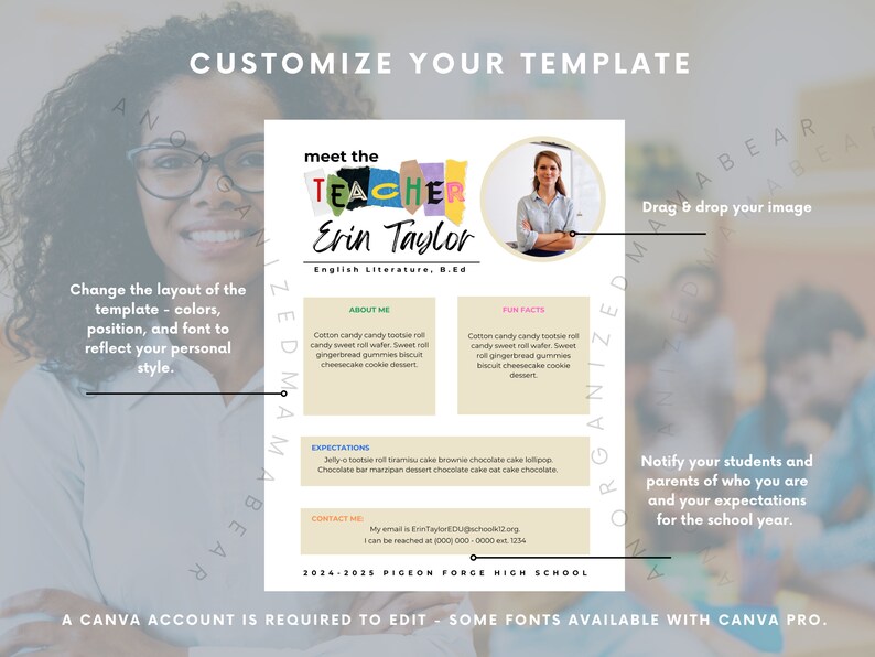 Meet the Teacher Classroom Printable Template | Teacher Intro ...