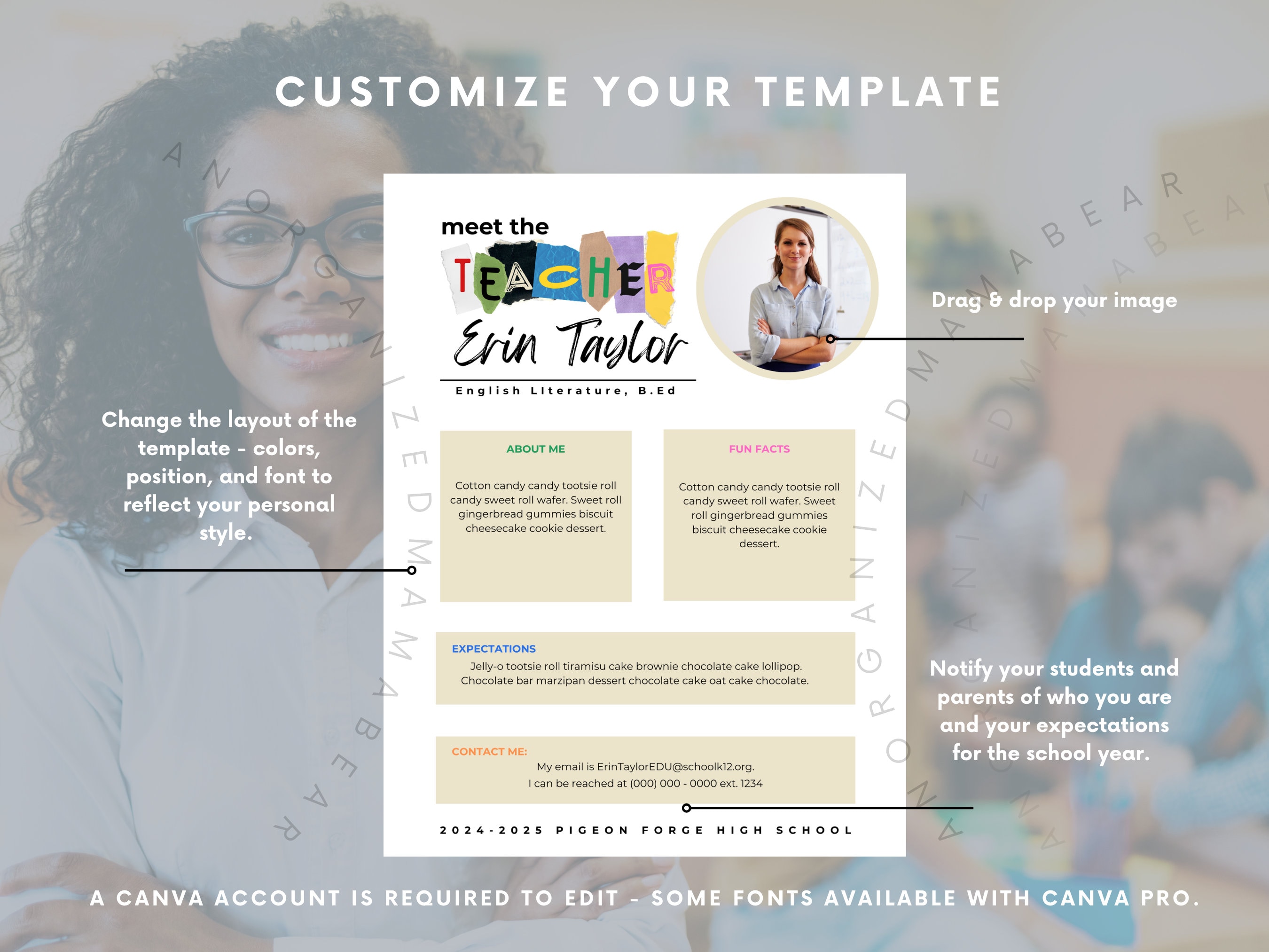 Meet the Teacher Classroom Printable Template | Teacher Intro ...