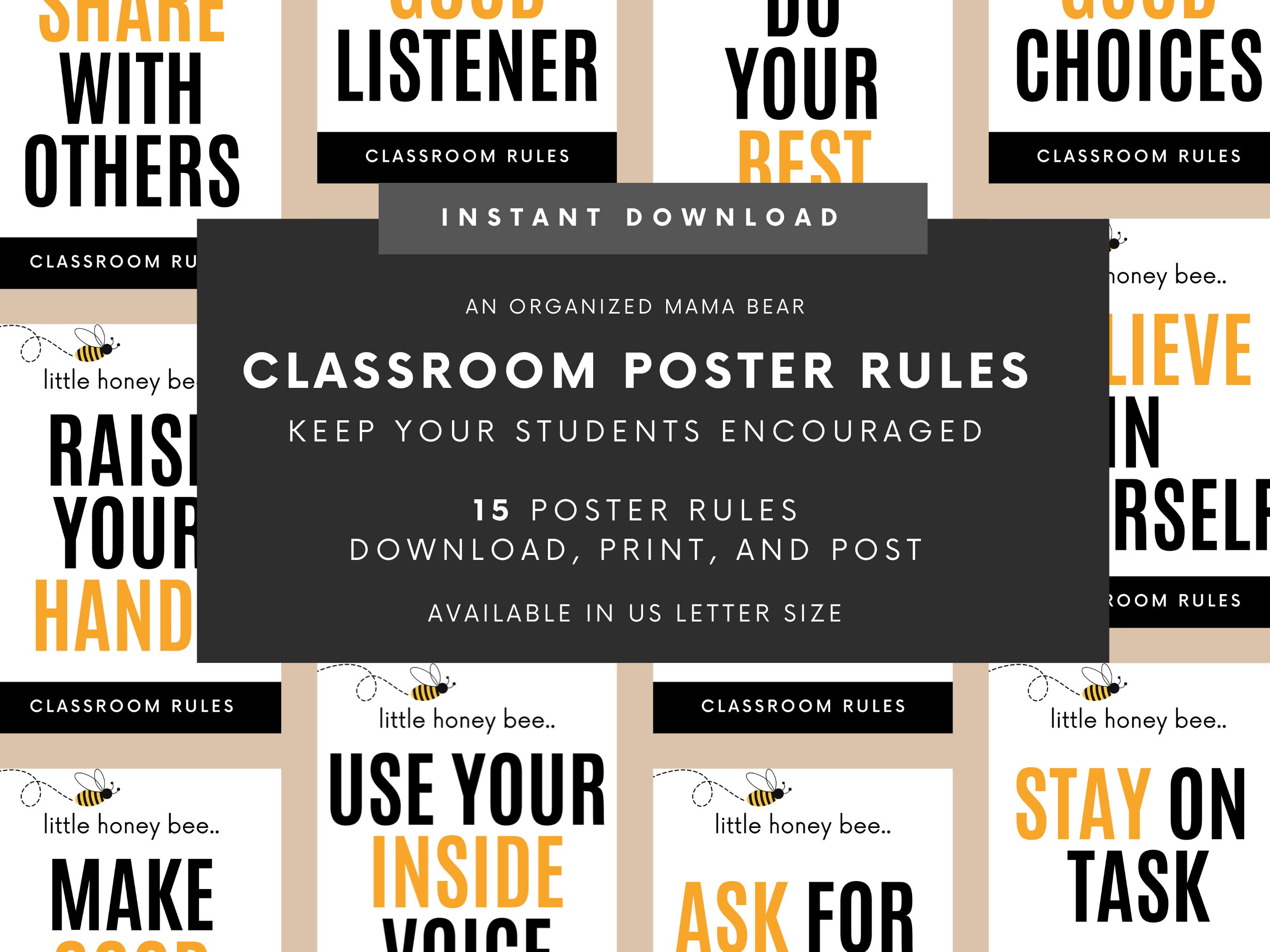 Printable Classroom Rules Poster for Bulletin Board | Poster ...