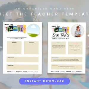 Meet the Teacher Classroom Printable Template | Teacher Intro ...