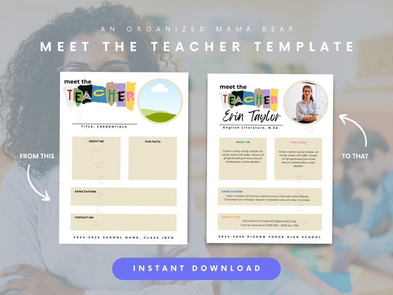 Meet the Teacher Classroom Printable Template | Teacher Intro ...