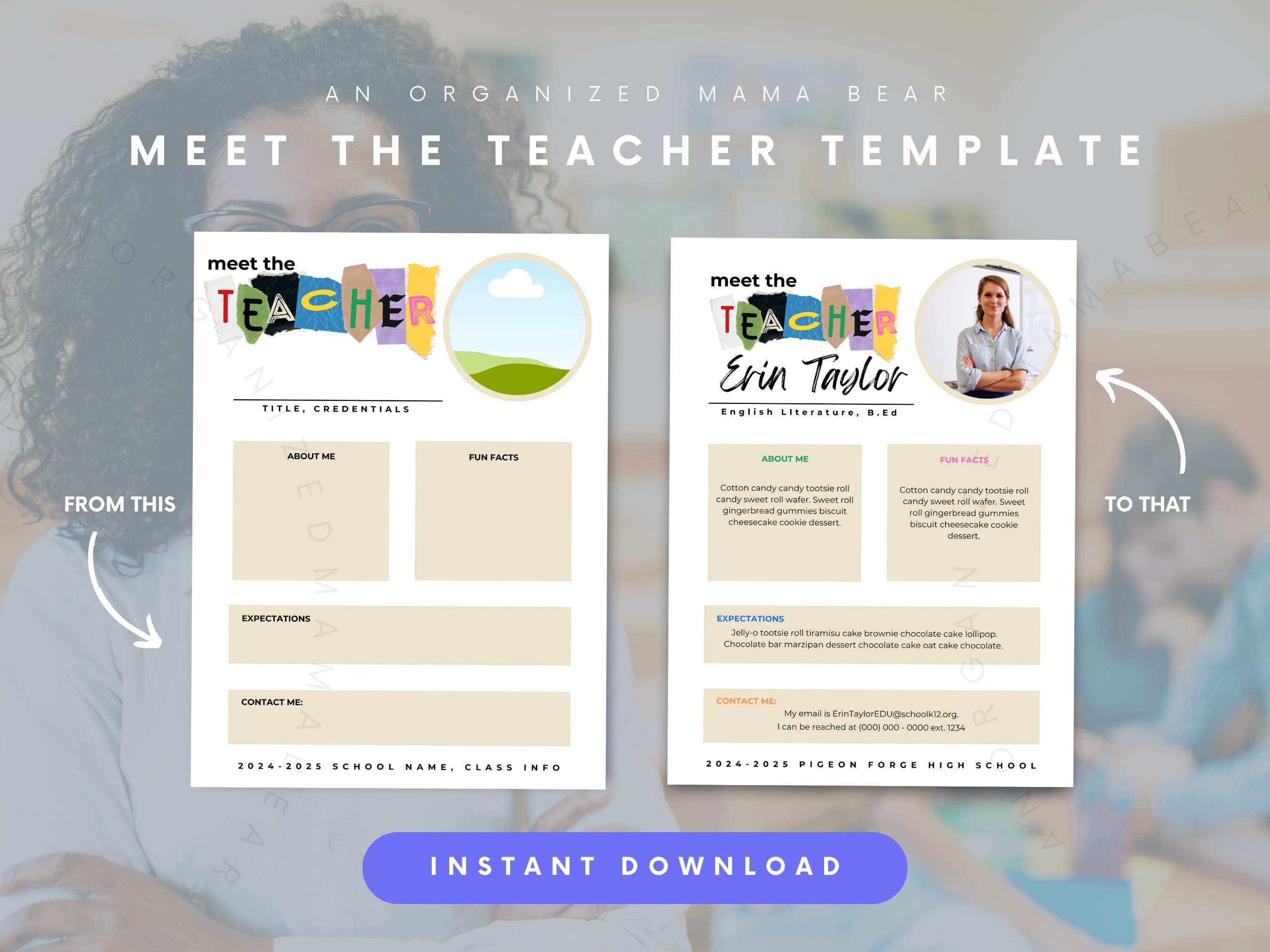 Meet the Teacher Classroom Printable Template | Teacher Intro ...