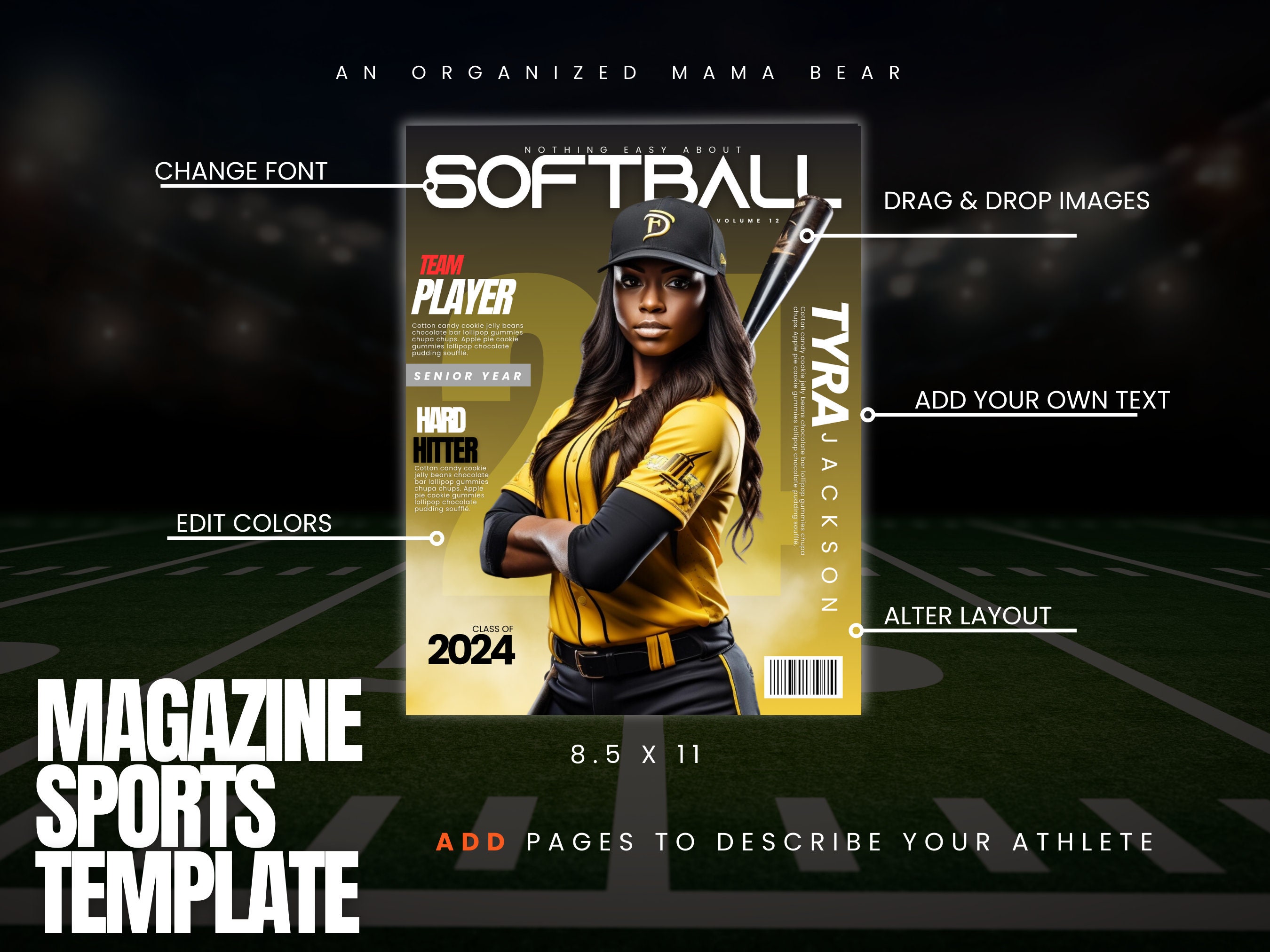 Sports Magazine Cover Template | Bundle | Editable | Canva | 8.5 X 11 ...