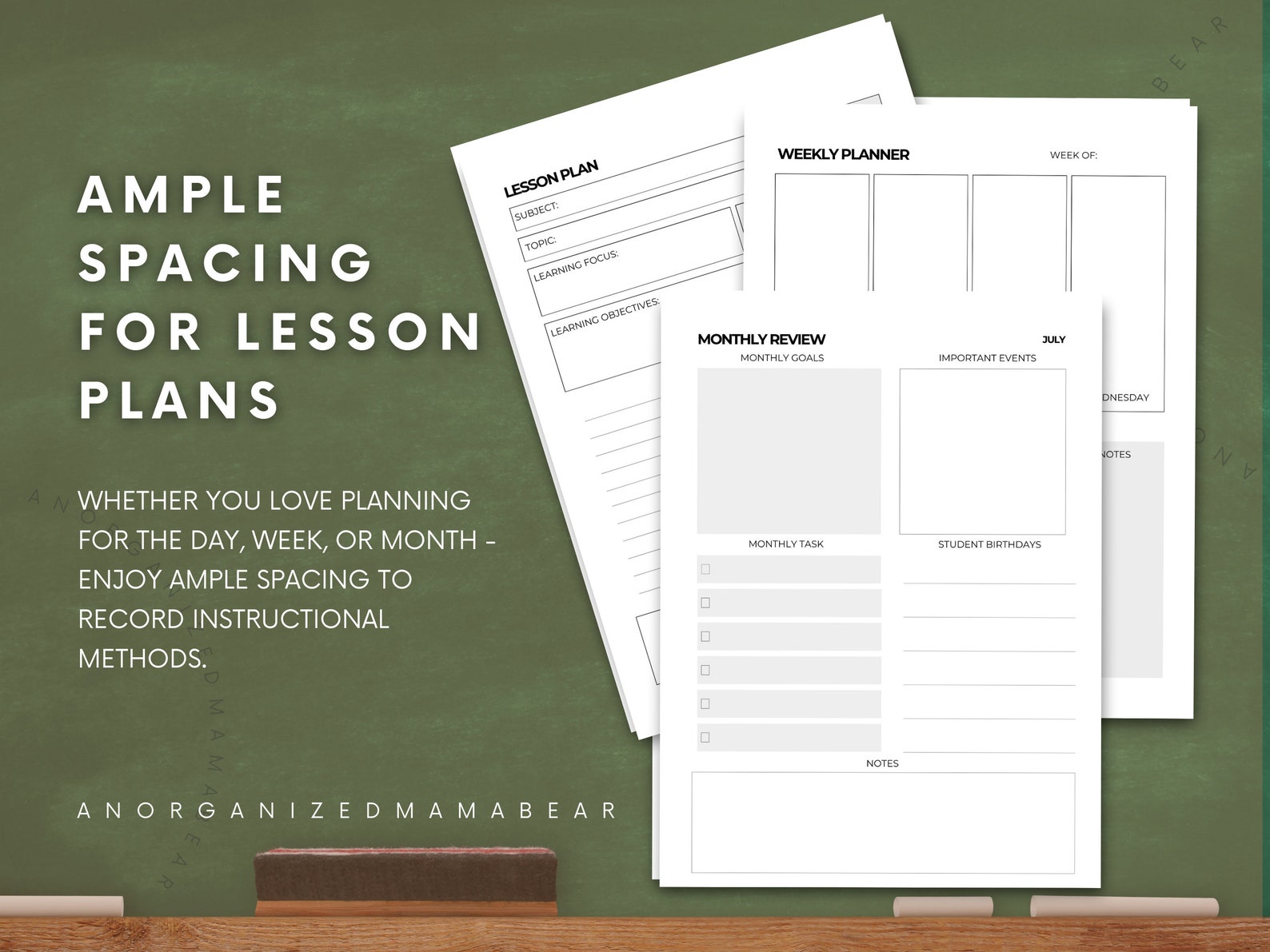 Teacher Planner Printable 2024-2025 School Calendar Lesson Planner ...