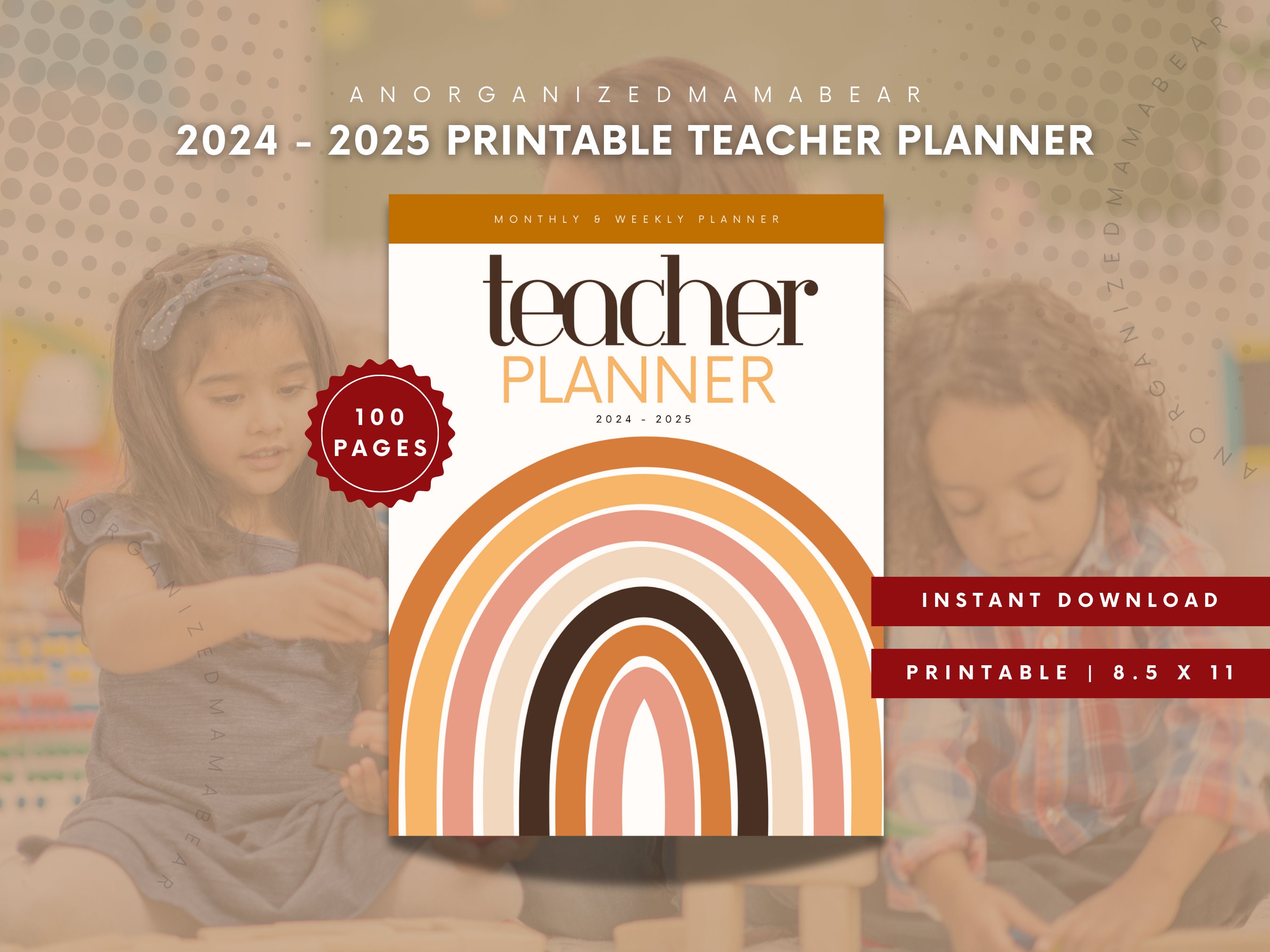Teacher Planner Printable 2024-2025 School Calendar Lesson Planner ...