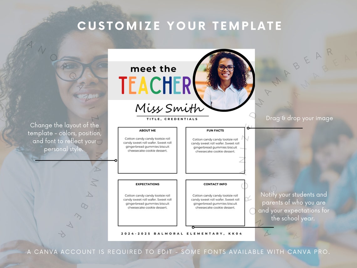 Meet the Teacher Classroom Printable Template, Teacher Intro, Classroom ...