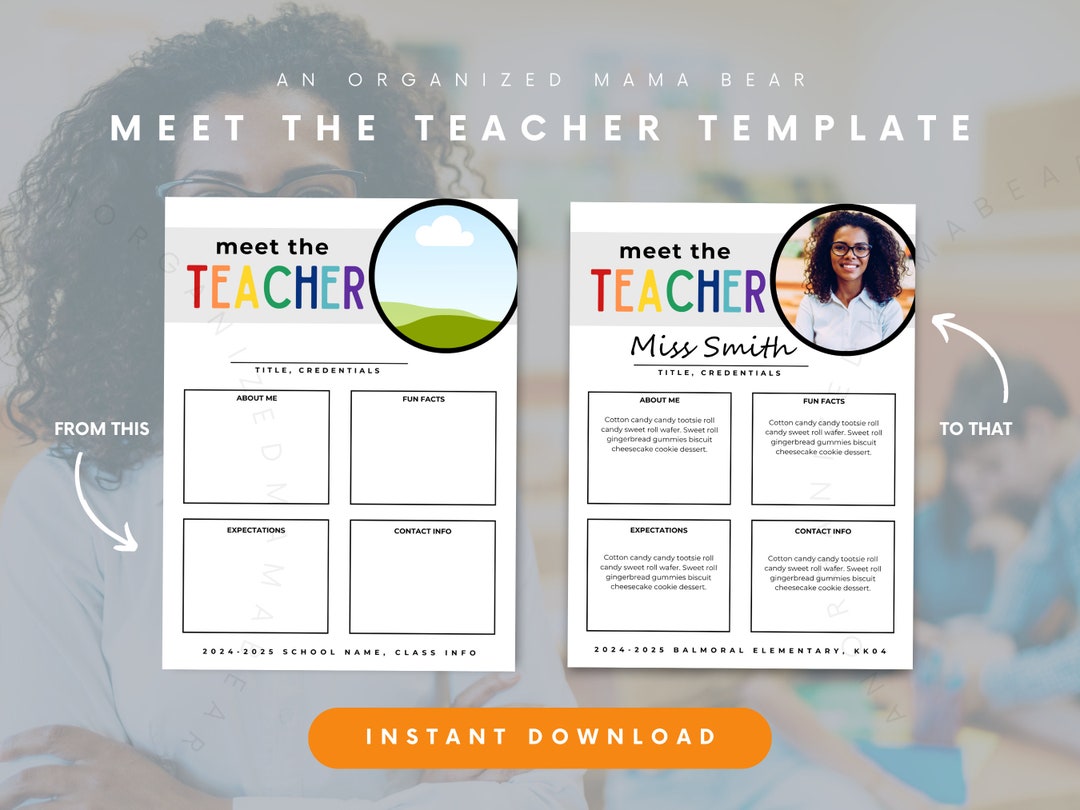 Meet the Teacher Classroom Printable Template, Teacher Intro, Classroom ...