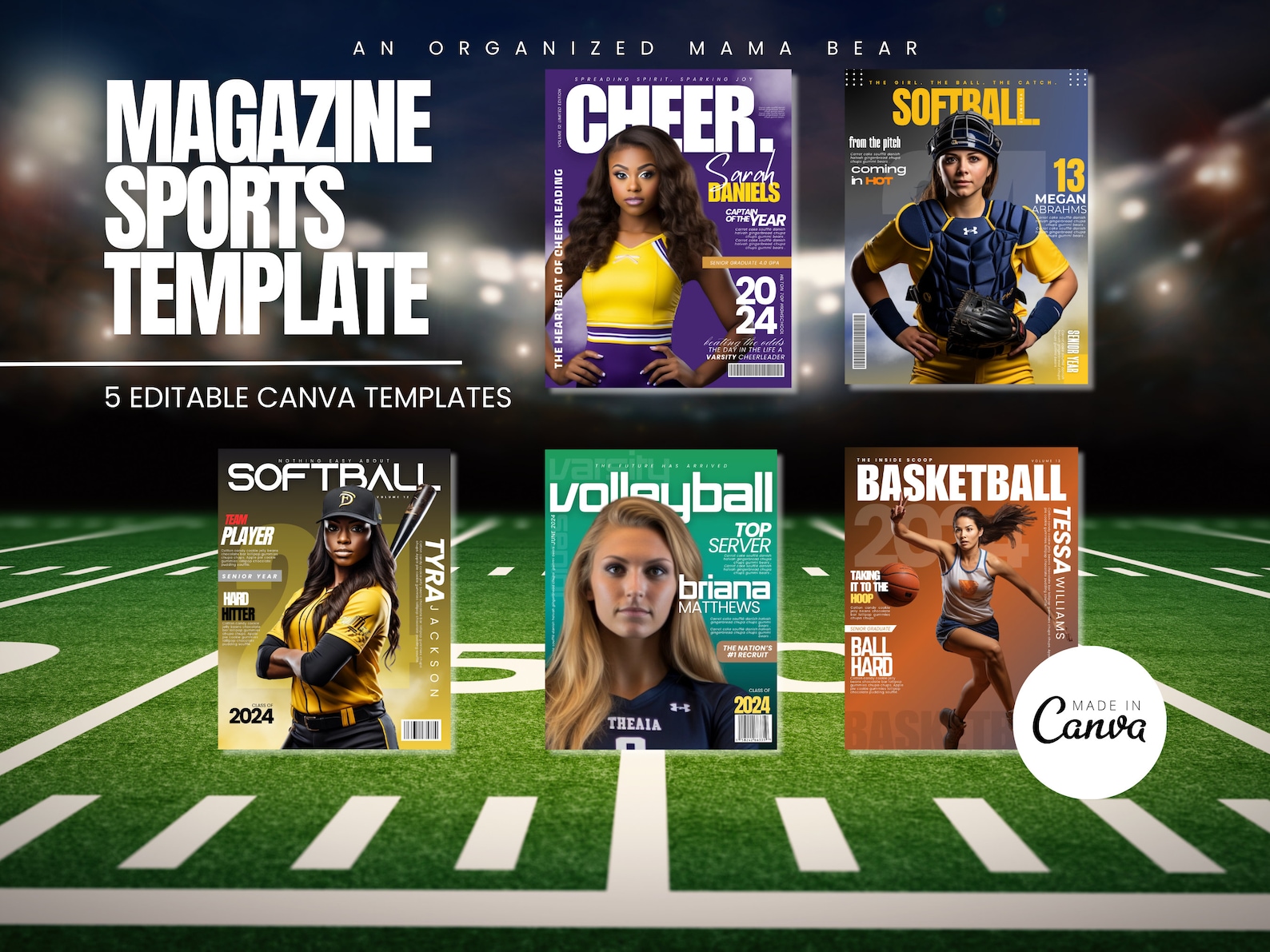 Sports Magazine Cover Template | Bundle | Editable | Canva | 8.5 X 11 ...