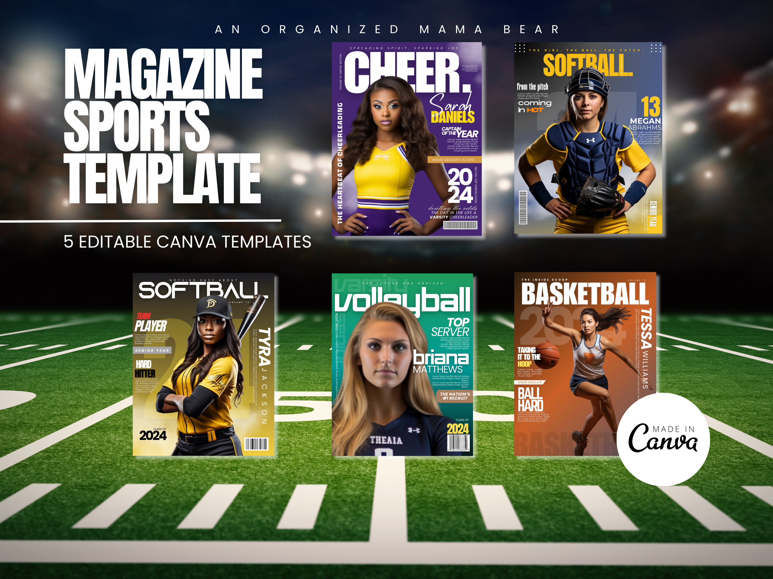 Sports Magazine Cover Template | Bundle | Editable | Canva | 8.5 X 11 ...
