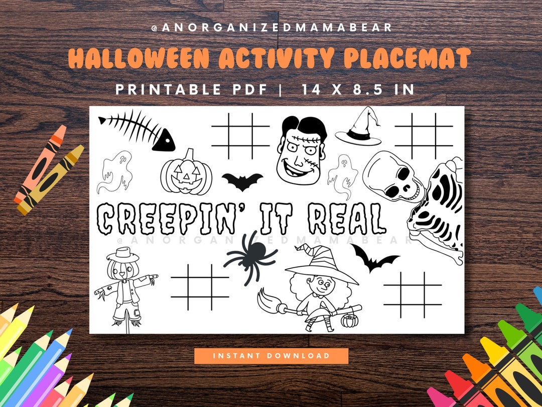 Halloween Coloring Page, Activity Sheet, Placemat, Adult, Digital ...