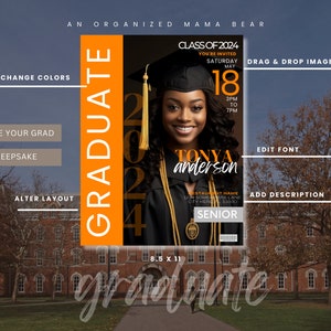 Grad Magazine Cover Canva Template | Custom Magazine Cover | Canva ...