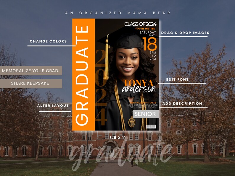 Grad Magazine Cover Canva Template | Custom Magazine Cover | Canva ...