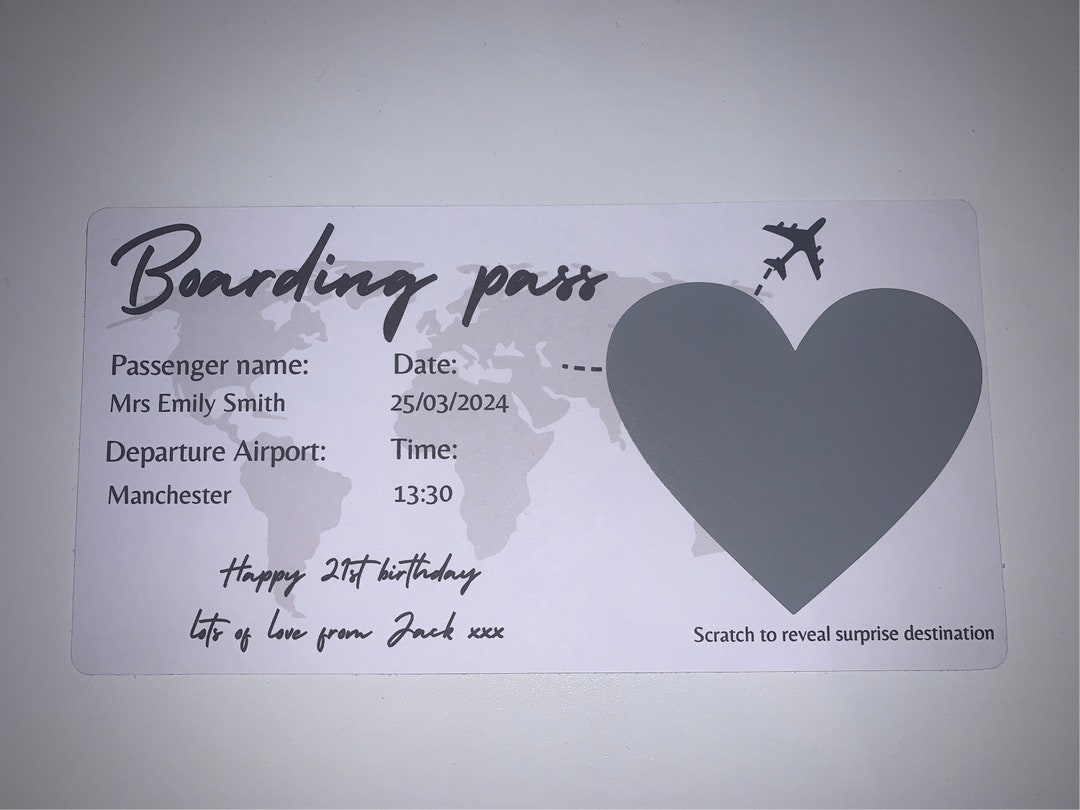 Boarding Pass, Scratch to Reveal, Scratch Card, Custom Boarding Pass ...