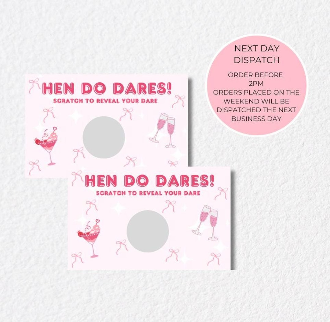 Hen Do Party Dares Scratch Off, Hen Party Games, Bachelorette, Scratch ...