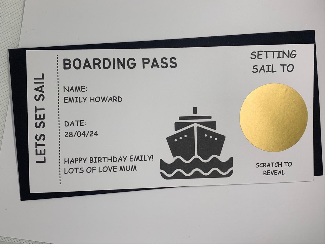 Boat Boarding Pass, Scratch to Reveal, Boat Scratch Card, Scratch Card ...