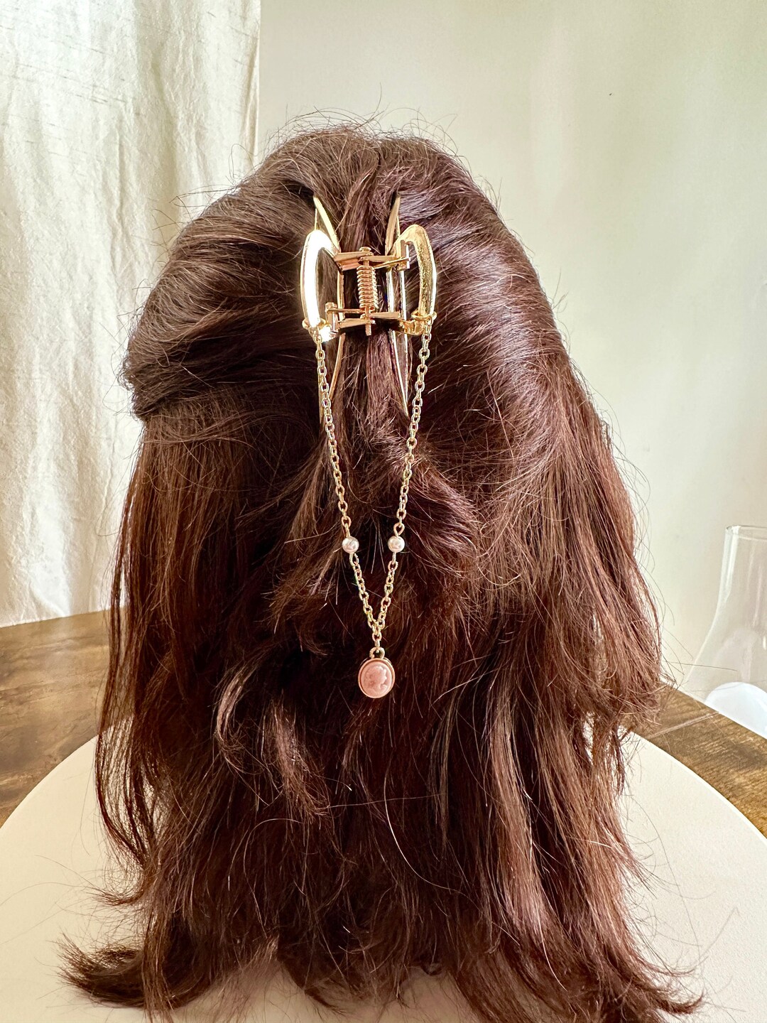 Large Gold Hair Claw Clip With Crystals, Unique Hair Accessories, Cameo ...