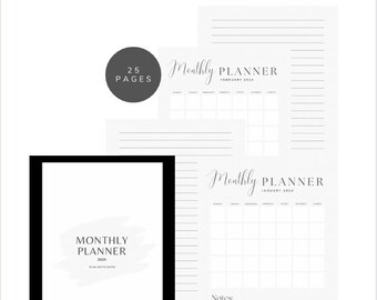 Digital 2024 Monthly Planner Printable -instant Download Calendar - Etsy