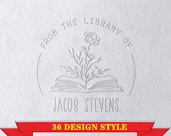 Custom From the Library of Book Embosser Personalized Book Stamp Book Belongs to Ex Libris Book ...