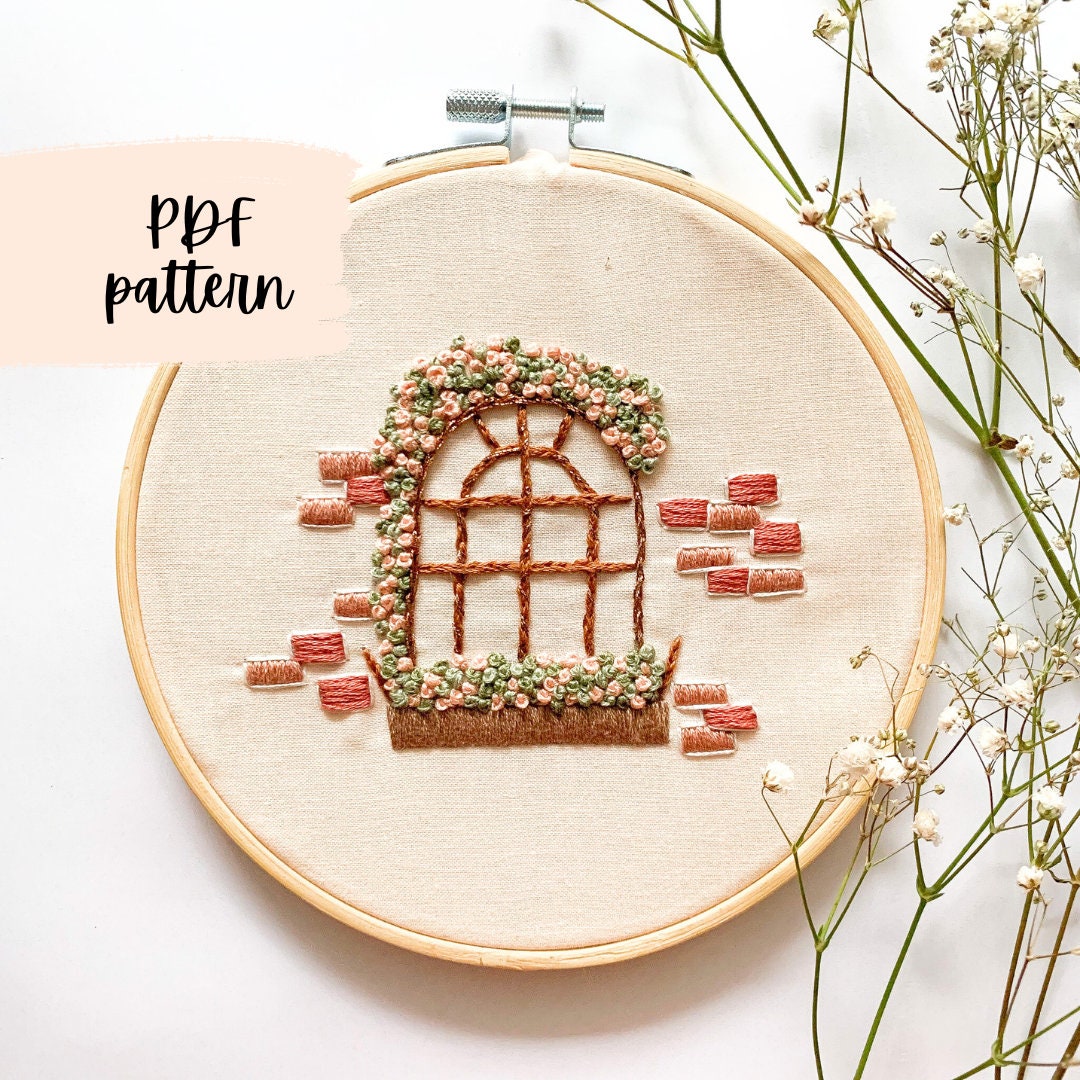 PDF Embroidery Pattern, Cute Window Embroidery Pattern PDF Digital ...
