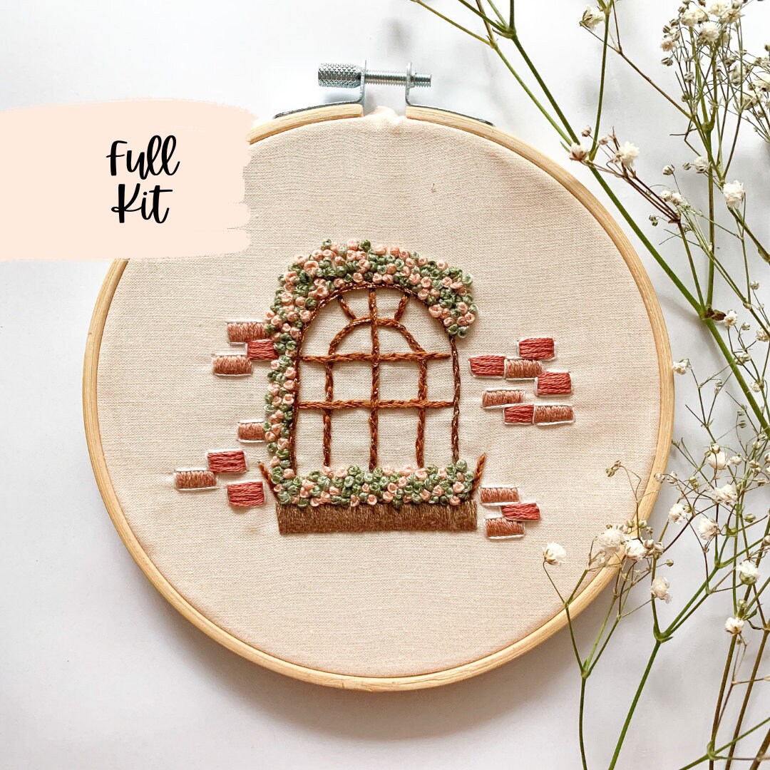 Embroidery Pattern Kit, Cute Window Embroidery Pattern Full Kit ...