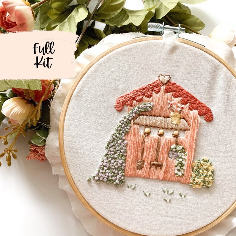 Embroidery Pattern Kit, Garden Shed Embroidery Pattern Full Kit ...