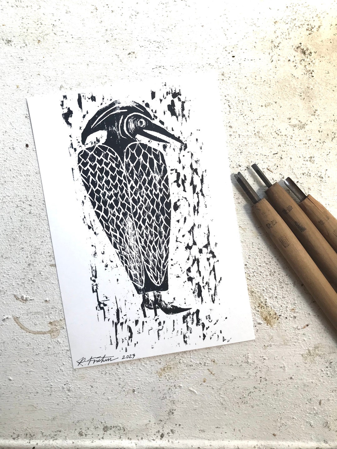 Bird Interrupted Wood Block Print - Etsy