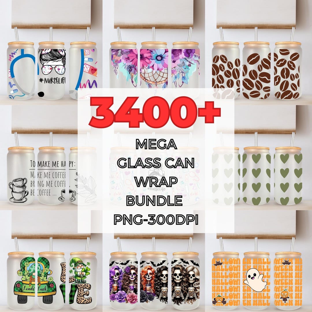 16oz Glass Can Wrap Bundle: Sublimation Designs (digital Download) - Etsy