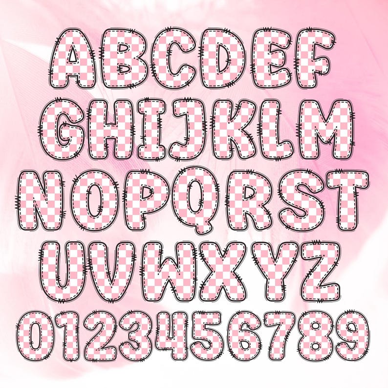 Checker Alphabet Bundle, Alpha Doodle Letters Png, Bright Colors 8 ...