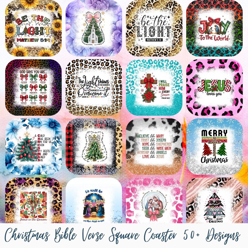 Christmas Bible Verse Coaster Bundle PNG, 50+ Christian Sublimation ...