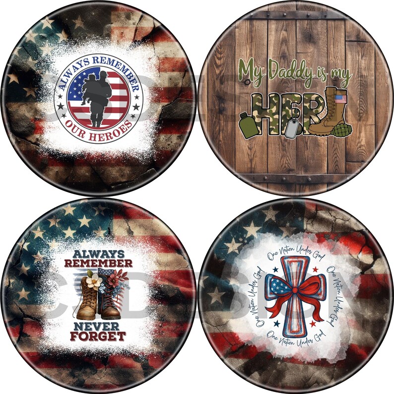 USA Military Car Coaster PNG Bundle Veteran Round Coasters PNG American ...