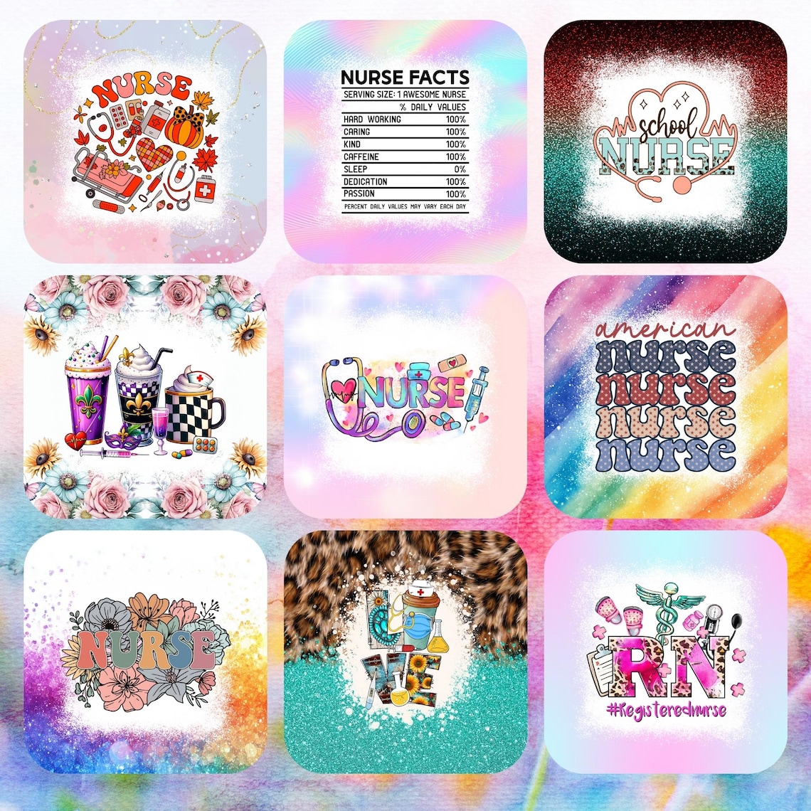 Nurse Square Coaster PNG Bundle – 80+ Cute Square Designs for ...