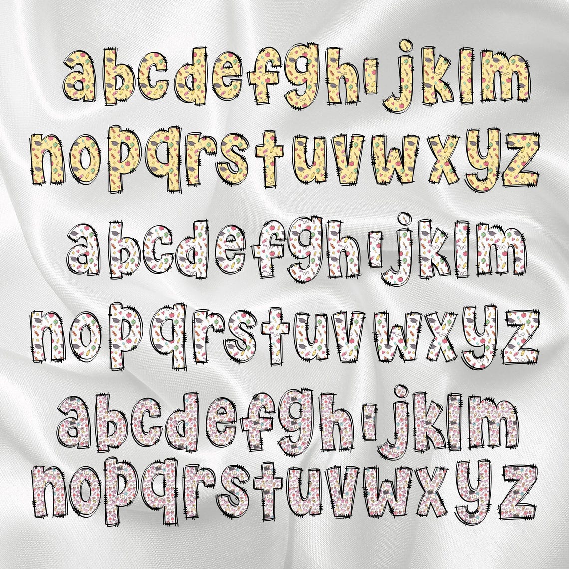 Teacher Alphabet Png, Doodle Font PNG, School Theme Clipart, Alphabet ...