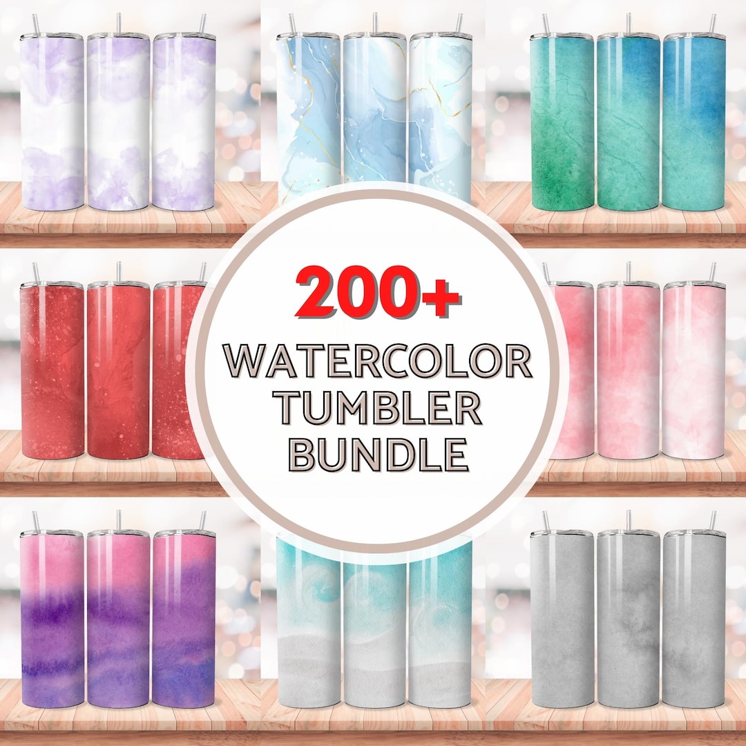 200+ Watercolor Tumbler Wrap Bundle, Solid Color Watercolor Sublimation ...
