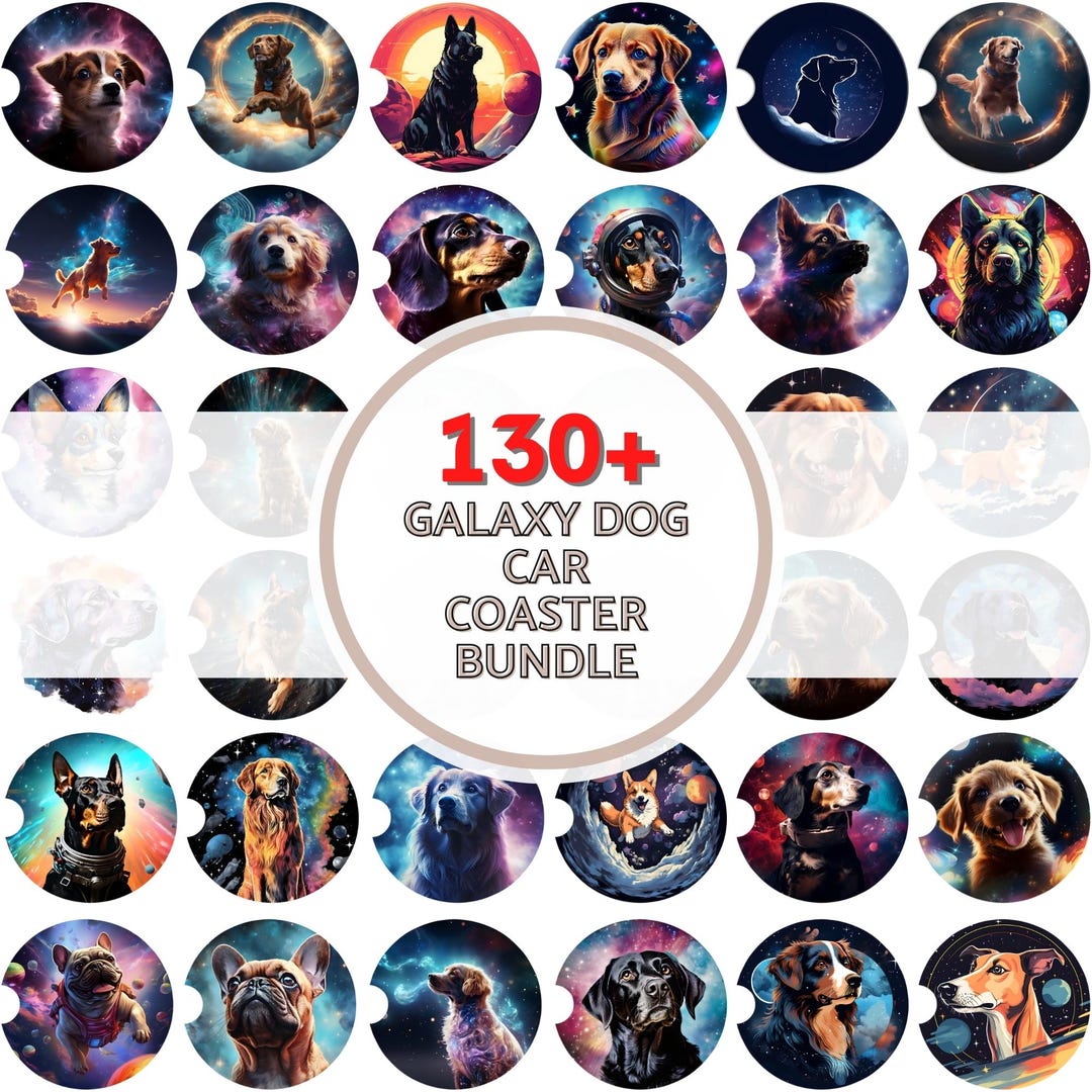 130+ Dog Car Coasters Bundle Car Coasters Sublimation Designs, Dogs ...
