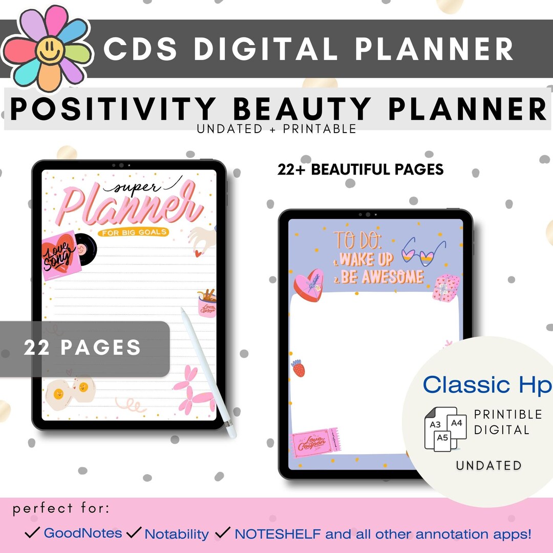 Positivity Beauty Digital Planner: Mental Health & ADHD Support (ipad ...