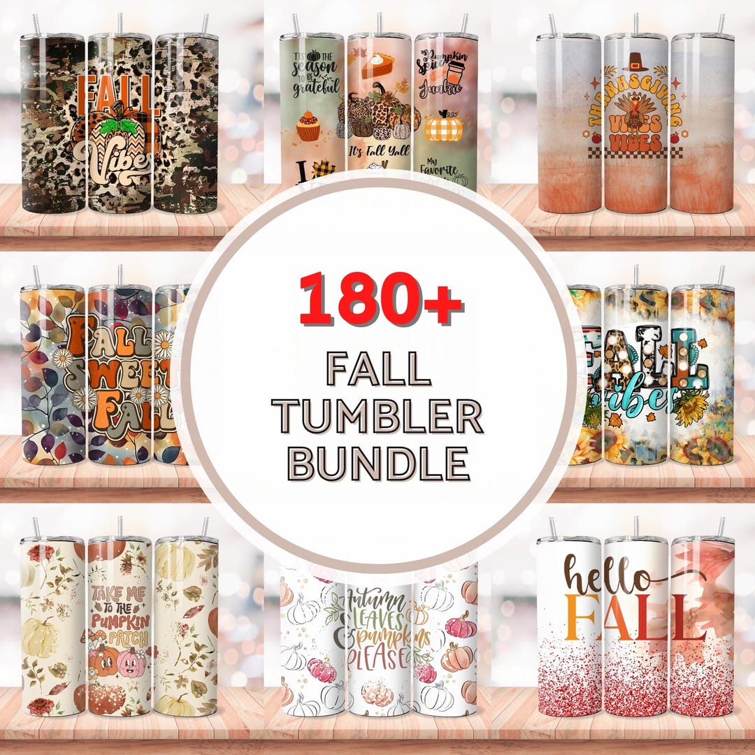 Fall Tumbler Wrap Bundle Pumpkin Season Autumn Floral PNG Seamless ...