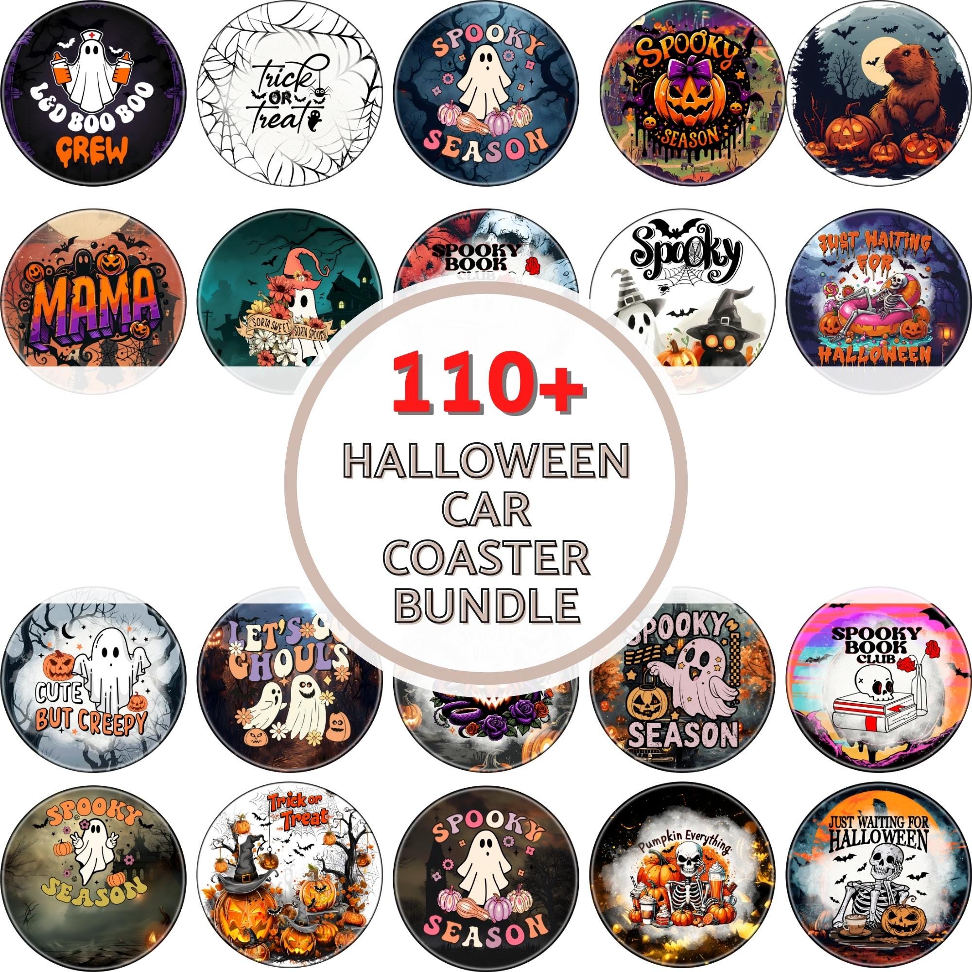 110+ Halloween Car Coaster Bundle, Pink Halloween Coaster Png, Car ...