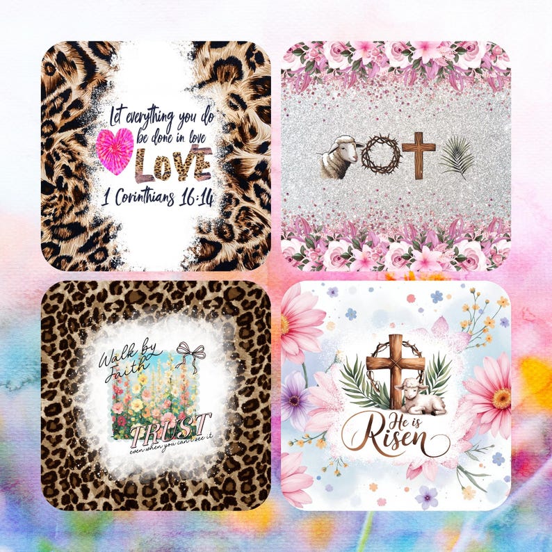 Bible Verse Square Coaster Bundle, Christian Sublimation PNG, Faith ...
