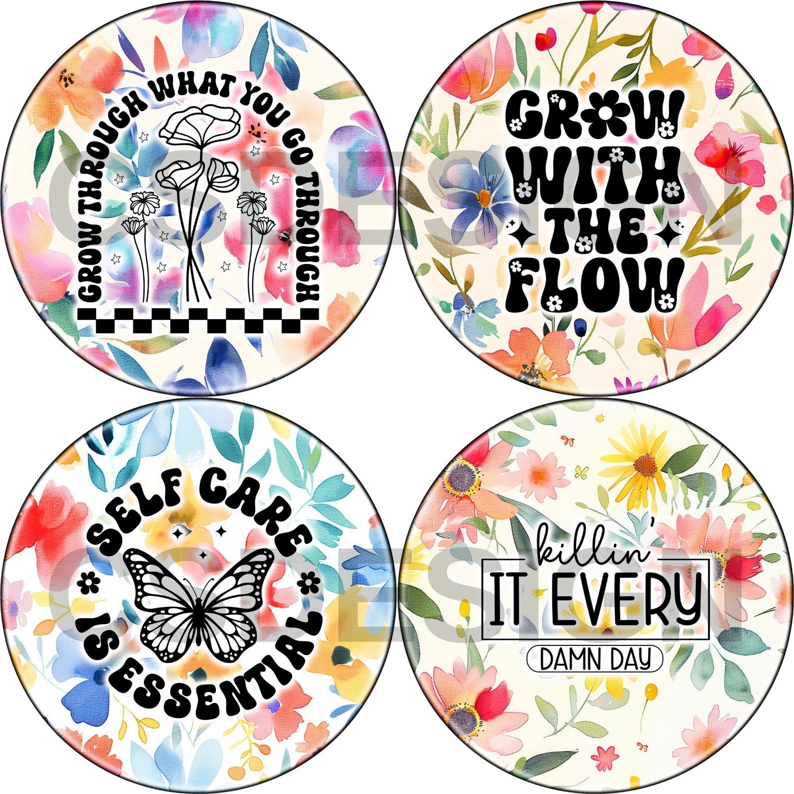 Positive Affirmations Car Coaster PNG Bundle Round Coaster Set ...