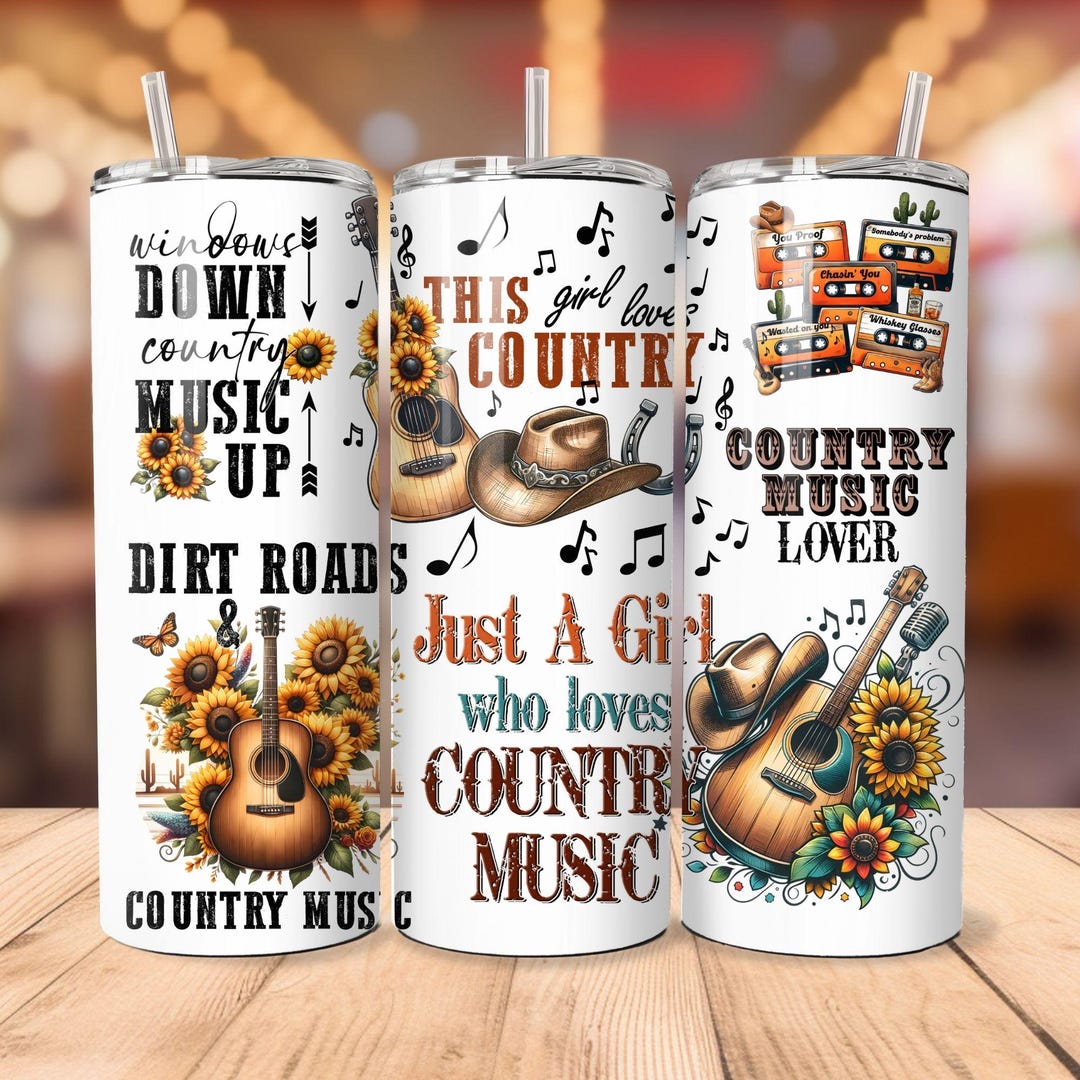 Country Music Singers 20 Oz Tumbler Wrap Coquette Guitar Sublimation ...