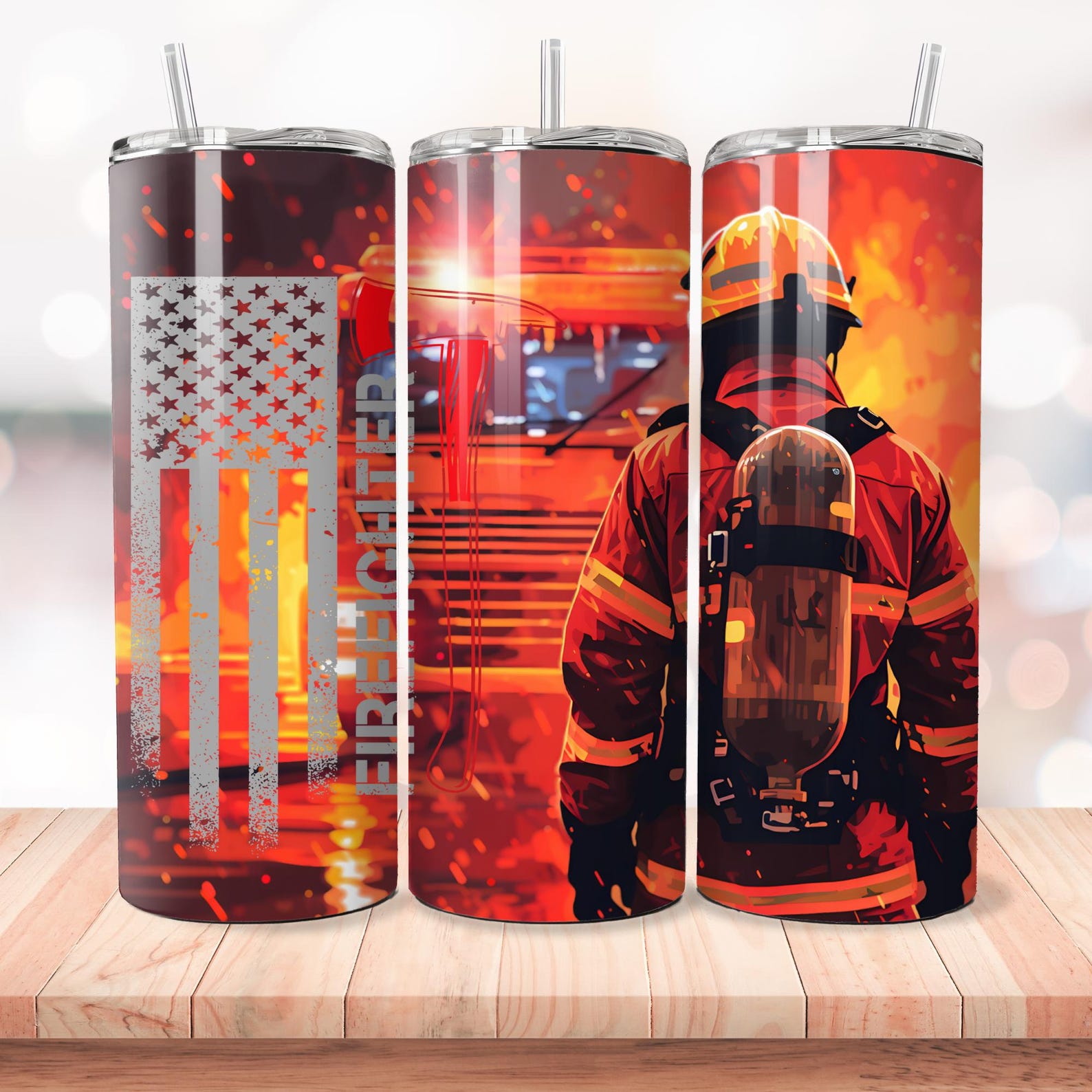 60+ Firefighters Bundle Tumbler Wraps ,20 Oz Skinny Tumbler Sublimation ...